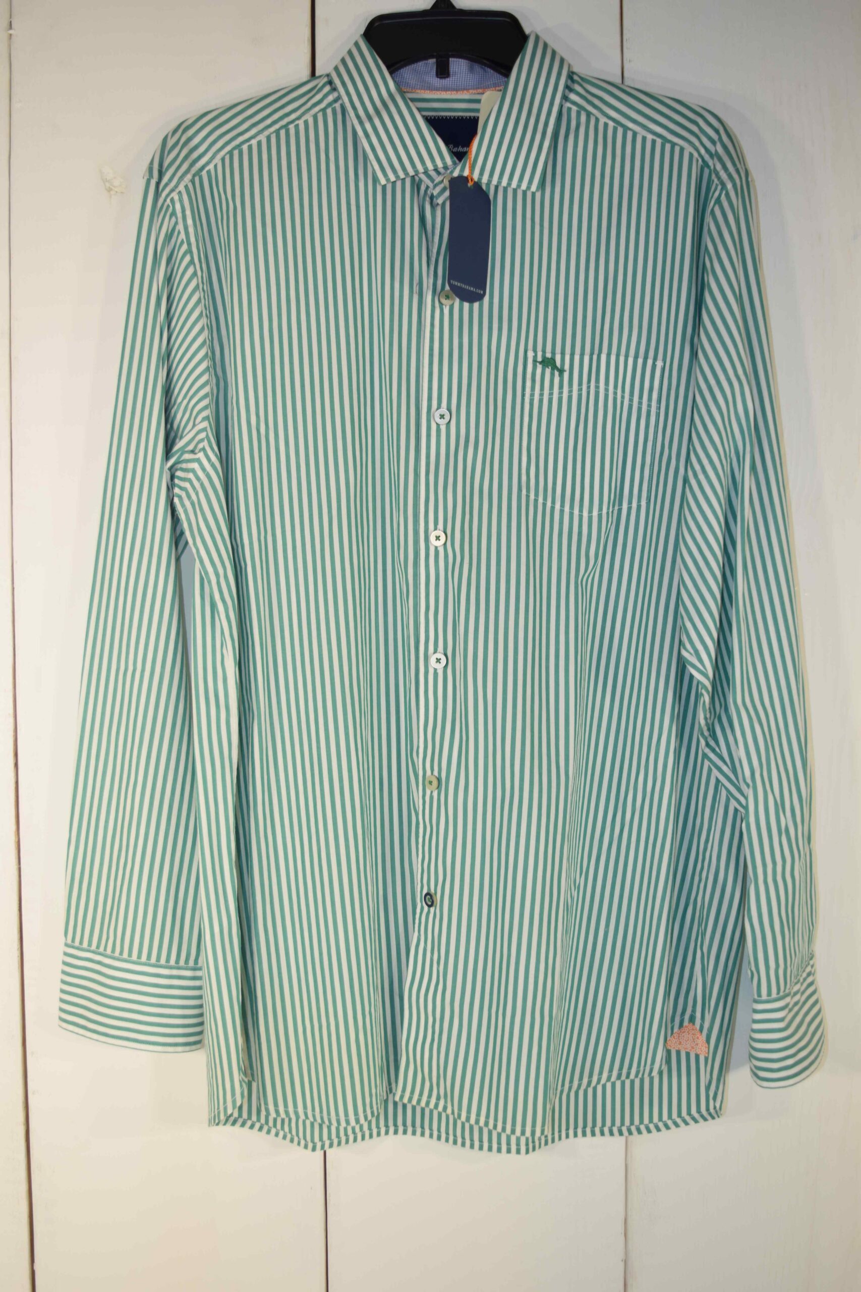 Tommy Bahama Green/White Stripe Button Down Shirt | Hardwick and Company